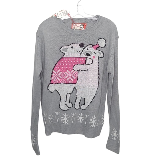 Sweaters | Grey Christmas Sweater Polar Bears Hugging Womens Xl Mens M ...